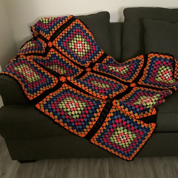 Vintage | Bedding | Vintage Crochet Blanket Lydia Naylor Multicolor ...